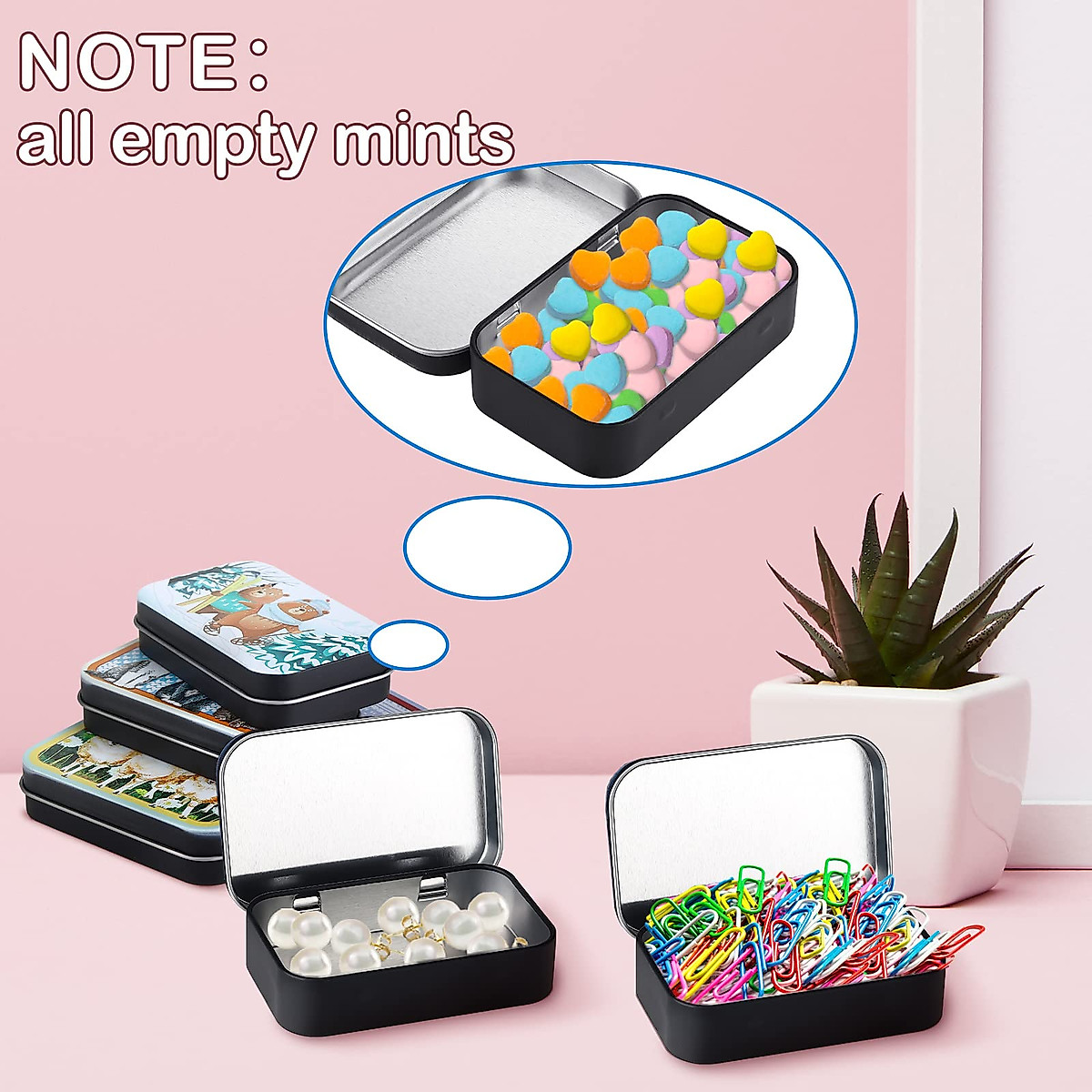 Peryiter 10 Pieces Metal Rectangular Hinged Tins Empty Storage Tins Metal Box for Store Small Items (Suitable for Various Styles)