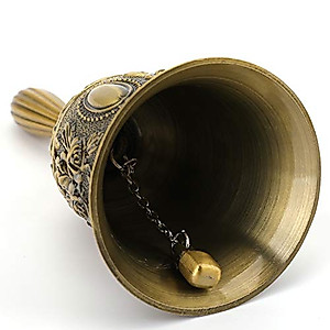 Suwimut 2 Pack Hand Bell, Multi-Purpose Brass Service Call Bell for Wedding Decoration, School, Church, Classroom, Bar, Alarm and Home Decoration