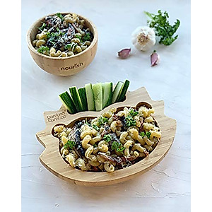 Bamboo Baby Plate with Suction - Kids and Toddler Suction Cup Plate for Babies, Non-Toxic All-Natural Bamboo Baby Food Plate Stays Cool to The Touch for Baby-Led Weaning (Hedgehog-Green)