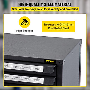 VEVOR Drill Bit Dispenser Cabinet, Five-Drawer Drill Bit Dispenser, 60-Compartment Drill Bit Organizer Cabinet, Drill Dispenser Organizer Cabinet Holder for Jobber Length Wire Gauge Sizes #1 to #60