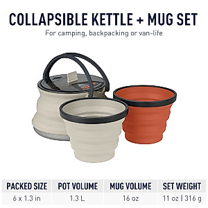 Sea to Summit X-Pot Collapsible Kettle and Mug Set for Backpacking and Camping, Sand/Rust