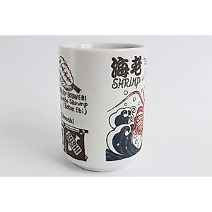 Mino ware Japanese Ceramics Sushi Yunomi Chawan Tea Cup Shrimp & Various Sushi Neta made in Japan (Japan Import) YAY060