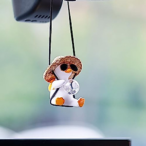 Rear View Mirror Hanging Accessories for Plaster Cool Swinging Duck Cute Car Rear View Mirror Hanging Ornament for Teens & Men Women (Duck-D)