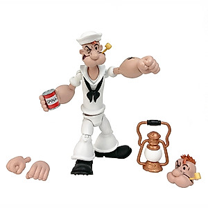 Boss Fight Studio Popeye in White Sailor Suit Popeye Classics Wave 2 Collectible Action Figure – Highly Articulated Figurine with Accessories Including Spinach, Oil Can, and Alternate Head - 1:12