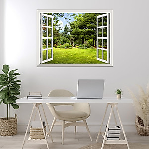 wall26 Removable Wall Sticker/Wall Mural -Beautiful Garden View Out of The Open Window Creative Wall Decor - 24 Inchx32 Inch