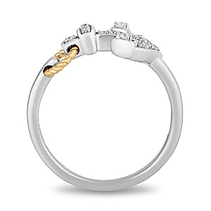 Jewelili Hallmark Fine Jewelry Sterling Silver and 14K Yellow Gold 1/8 Cttw Natural White Round Diamond Anchor Ring, Size 8