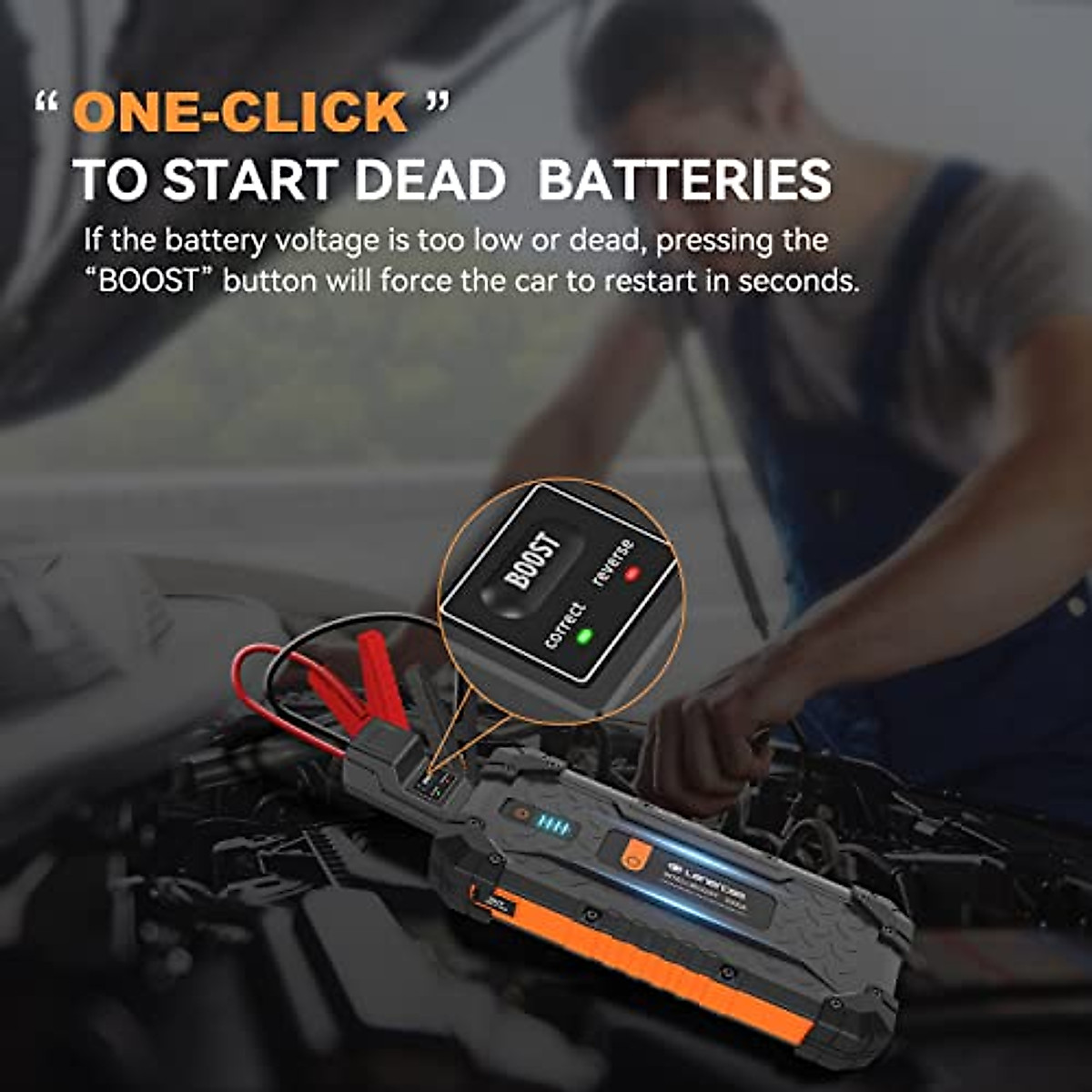 Jump Starter,3000A 24000mAh Portable Car Jump Starter Battery Pack for up to 10.0L Gas and 8.0L Diesel Engine,12V Battery Booster Pack Jump Box with USB Quick Charge 3.0 & DC 15V Ports