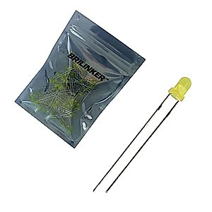 Brilinker 50 Pcs 3mm LED Light Emitting Diodes Bulb LED Lamp- Clear and Transparent DC 6V-13V 20mA with Resistance- DIY Science Project Electronics Components Lighting Kit (Yellow)