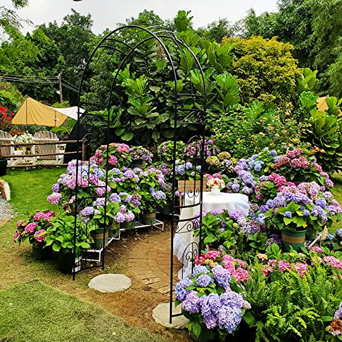 SCENDOR Wedding Arch Garden Arbor Curved Metal Durable Iron Garden Arch Trellis for Climbing Plants Outdoor Ceremony