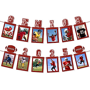 Fanfanwin Senior Night Party Decorations Football Graduation Decorations Senior 2025 Photo Banners Hanging Ornament for High School College Graduation Sport Theme Party Supplies