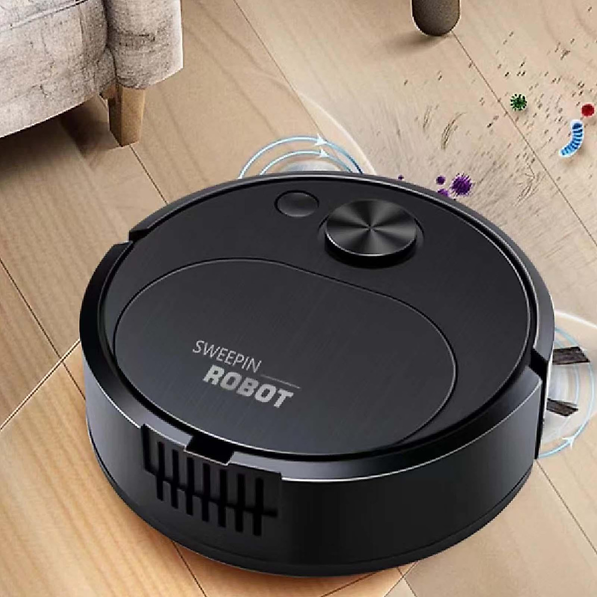 Robot Vacuum Cleaner, Robot Vacuum Cordless USB Rechargeable, Strong Suction & Low Noise, Electric Robotic Vacuum Cleaner with Mop for Pet Hair Hard Floor Carpet