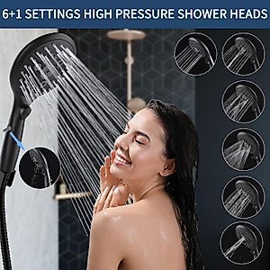 VXV 8'' High Pressure Rainfall Shower Head with 6 Function Handheld Shower Spray, Dual Shower Head Combo with Adjustable Slide Bar, Luxury Matte Black