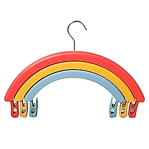 Coat Hanger,Non-Slip Clothes Hangers,Rainbow Hangers Multipurpose Collapsible Rotating with Clips Traceless Hangers for Clothes Skits(Rainbow)
