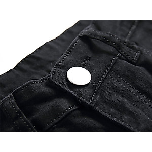 Men's Slim Fit Skinny Stretch Jeans Vintage Distressed Comfy Denim Pants Washed Straight Leg Comfy Jean Trousers (Black,32)