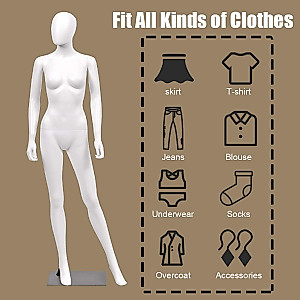 Giantex Mannequin Full Body, 5.8 Ft Realistic Female Mannequin Torso with Adjustable Body, Detachable Dress Form Full Body for Retail Clothing Shops, Halloween Christmas Cosplay