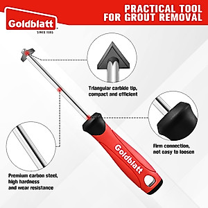 Goldblatt Grout Removal Tool with Replacement Carbide Tip - Professional Grout Cleaner, Caulking Remover, Scraper with Soft-Grip Handle, for Cleaning Floor Ceramic Tile Gaps, Tile Joints or Corners