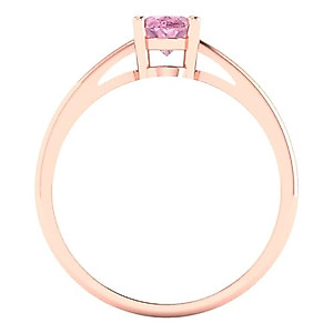 Clara Pucci 1.0 ct Oval Cut Solitaire Pink Simulated Diamond Engagement Wedding Bridal Promise Anniversary Ring 18K Rose Gold Size 7.5