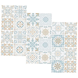 KONTONTY 24pcs Wall Sticker Vintage Decor for Home Retro Home Decor Retro Stickers Vinyl Plank Flooring Peel and Stick Floor Tile Kitchen Tile Self-Adhesive Tile Sticker Kitchen Tile Decals