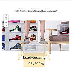 AOTENG STAR Storage Shoes Box Womens Mens Shoe Storage Display Box Plastic Foldable Stackable Shoe Container Clear Closet Shelf Shoe Organizer-Six Pack (Clear)