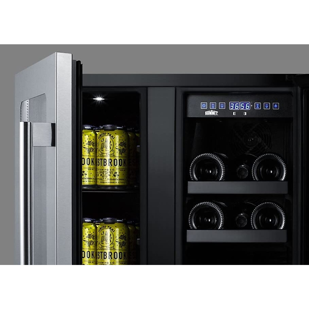 Summit ALFD24WBV 24"" ADA Compliant Dual Zone Beverage Center with 4.6 cu. ft. Capacity Digital Thermostats LED Lighting and Automatic Defrost in Stainless Steel