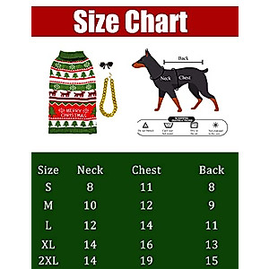 Coomour Dog Chirstmas Shirts Pet Xmas Clothes with Gold Necklace and Glasses Puppy Santa Clothing Cat Shirt (2XL)