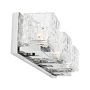 Home Decorators Collection 75-Watt Equivalent 3-Light Chrome Integrated LED Vanity Light with Clear Cube Glass