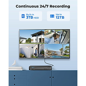 REOLINK 4K PoE Home Security Camera System, 8pcs H.265 Surveillance PoE IP Camera Outdoor Wired with Person Vehicle Detection, 8MP/4K 16CH NVR with 3TB HDD for 24-7 Recording, RLK16-810B8-A(Renewed)