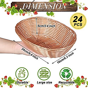 24 Pack Plastic Oval Basket Small Fruit Bread Basket Food Storage Basket Bin for Gifts Empty Home Kitchen Restaurant Food Serving Storage Display Decor