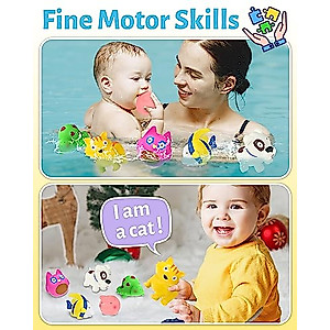 Mold Free Animal Baby Bath Toys for Toddlers 1-3 / Infants 6-12-18 Months, Toddler Bath Toys for 1 2 3 4 Year Old Girls Boys Gifts, No Hole Bathtub Toys, Pool Toys for Toddlers Age 1-2 (6 Pcs)