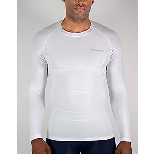 DEVOPS 3 Pack Men's Athletic Long Sleeve Compression Shirts (X-Large, White/White/White)