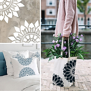 9 Pack Large Mandala Stencils for Painting Mandala Painting Templates Reusable Floral Mandala Drawing Stencils for Wall Floor Furniture Fabric Canvas Wood DIY Craft Art Supplies Home Decor