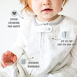 Tealbee DREAMSUIT: Toddler Sleep Sack with Feet 2T 3T - 1.2 TOG Four Season Baby Wearable Blanket for Walkers - Bamboo, Organic Cotton Sleeping Bag - Love Milk