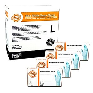 SupplyMaster SMBLNE3L Blue Nitrile Exam Disposable Gloves - 3 Mil, Powder Free, Non-Sterile, Latex Free, Textured, Ambidextrous, Large, Case of 400