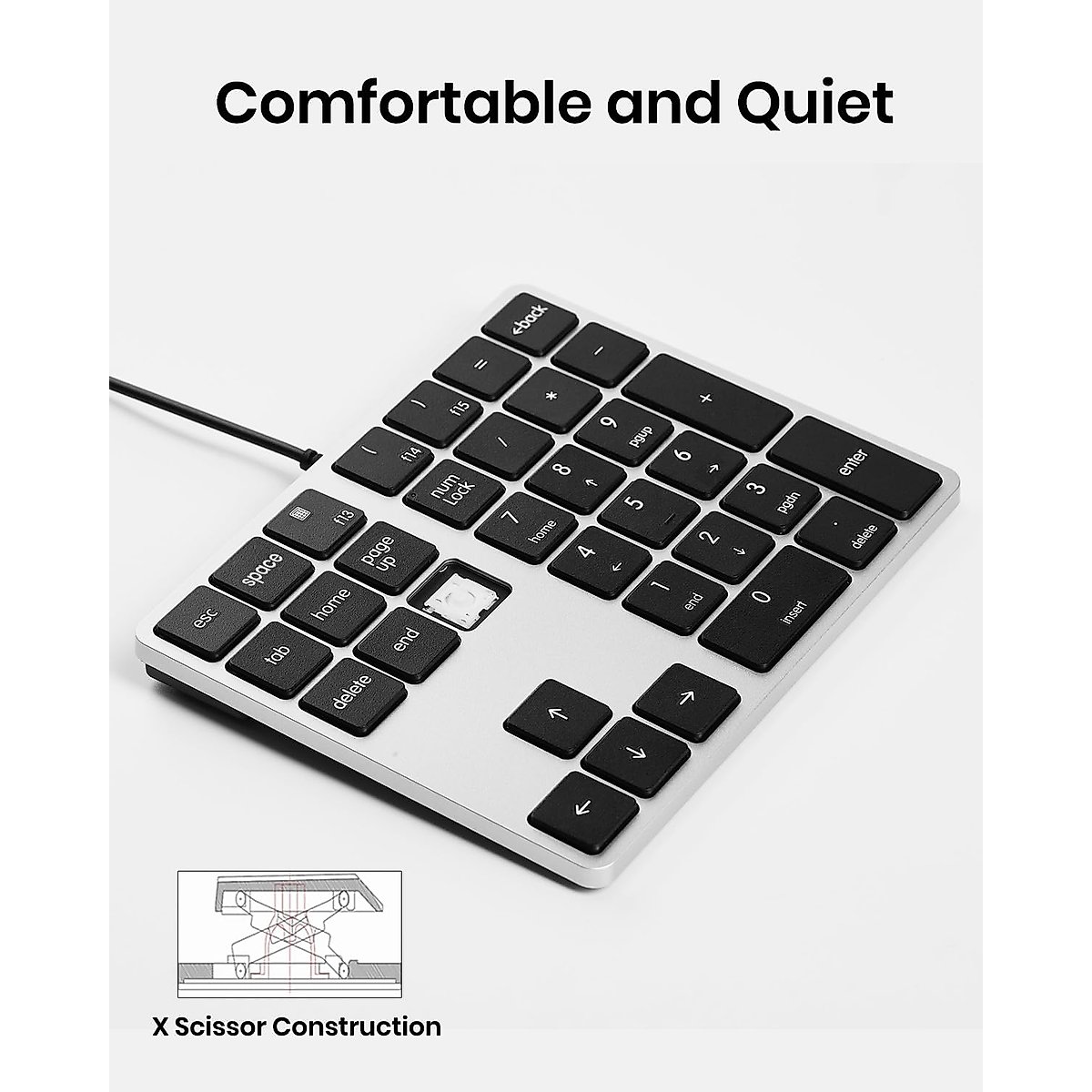 Kisnt Wired USB-C Number Pad, Slim Type-C Numpad 34 Key Numeric Keypad Portable 10 Key USB Keypad for Laptop, Apple Mac iMac MacBook Pro/Air, Windows PC