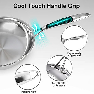 Fry Pan Set of 2 | 8" & 10" Tri-Ply Stainless Steel Frying Pan, Oven & Dishwasher Safe Classic Cooking Pan Cookware