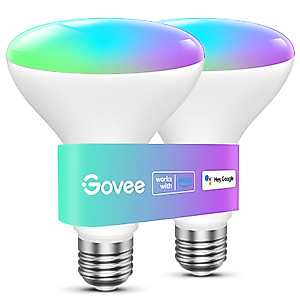 Govee Smart Light Bulbs, 1200 Lumens Dimmable BR30 Bulbs, RGBWW Color Changing Light Bulbs, WiFi LED Bulbs, 16 Million Colors, Work with Alexa, 2 Pack
