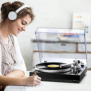 ANGELS HORN High Fidelity Vinyl Record Player, Bluetooth Turntable, 2 Speed Belt Drive, Built-in Preamp, Adjustable Counterweight,Magnetic Cartridge, Upgraded Version