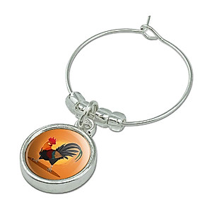GRAPHICS & MORE Rooster of Awesomeness Chicken Wine Glass Charm Drink Marker