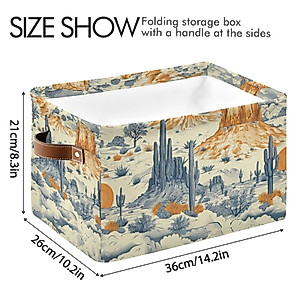 WELLDAY 1PCS Storage Basket Western Desert Large Foldable Storage Bin Cube Collapsible Organizer