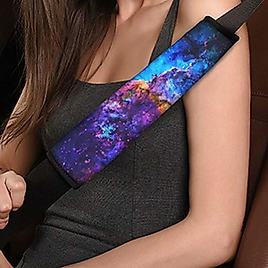 GIFTPUZZ Blue Galaxy Nebula Design Car Accessories Seat Belt Covers 2 Pack Universal Fit Travel Comfort Shoulder Protector Cushion Cover Backpack Shoulder Strap Pads Universal Fit for Men,Womne,Kids