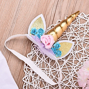 BOEBNOZCV Toddler Baby Unicorn 1st Birthday Outfit Newborn Baby Girl Party Romper Bodysuit+ Tutu Skirt Dress Clothes Set (12-18 Months, Unicorn One)