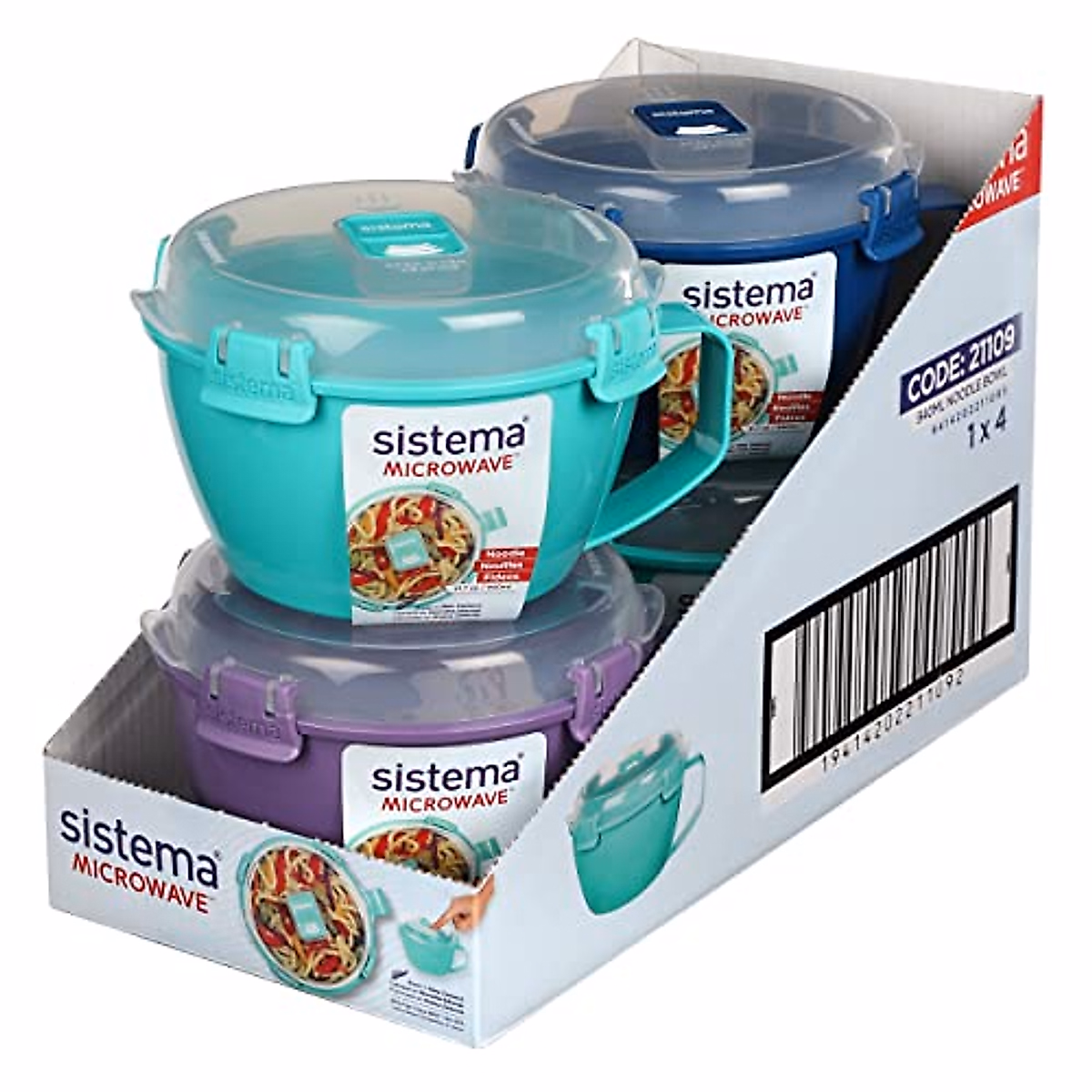 Sistema Microwave Noodle Bowl, 4 Cup, 4 Pack