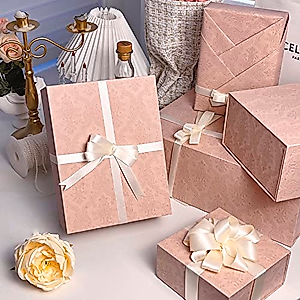 ISUKA Collapsible Gift Box 9.8"x7.5"x4.1" with Magnetic Lid, Groomsmen Bridesmaid Proposal Gift Box for Valentine, Proposal, Wedding, Birthdays(Light Pink)