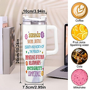 FOCIUZTA 40oz Tumbler with Lid, Insulated Cup, Travel Coffee Mug, Ideal Gift for Easter, Father’s Day, Mother’s Day, Birthday, Social Worker Design