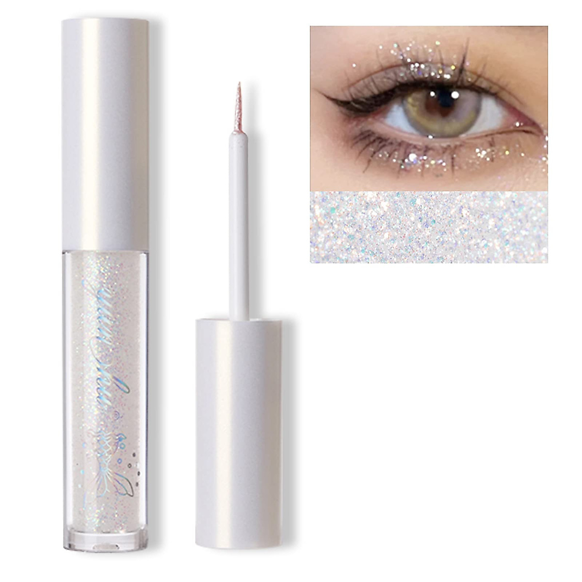 Erinde Liquid Glitter Eyeshadow, White Eyeshadow Stick, 12PCS White Eyeliner Pencil