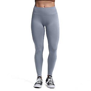 Aoxjox Seamless Scrunch Legging for Women Asset Tummy Control Workout Gym Fitness Sport Active Yoga Pants (Grey, Medium)