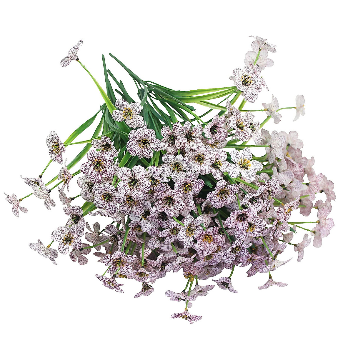 ALIERSA 12 Bundles Artificial Grass Orchid Artificial Flowers Outdoor Silk Fake Flowers for Home Decor Garden Fake Green Plant Porch Window Box Decoration (White)