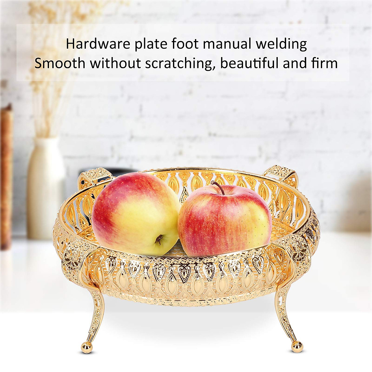 Tomotato Fruit Tray, European Style Fruit Tray Zinc Alloy Fruit Plates Decorative Food Dessert Storage Plate Snack Storage Dish for Home Kitchen