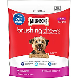Milk-Bone Brushing Chews Daily Dental Dog Treats, Mini, 65 Count
