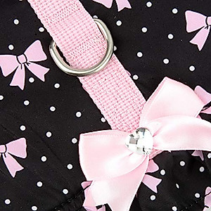 SELMAI Bow Tie Dog Harness for Small Dogs Ruffles Design Cat Harness and Leash for Walking Adjustable Soft Padded for Puppies Boys Girls Kitten Jacket Easy on Spring Autumn XS